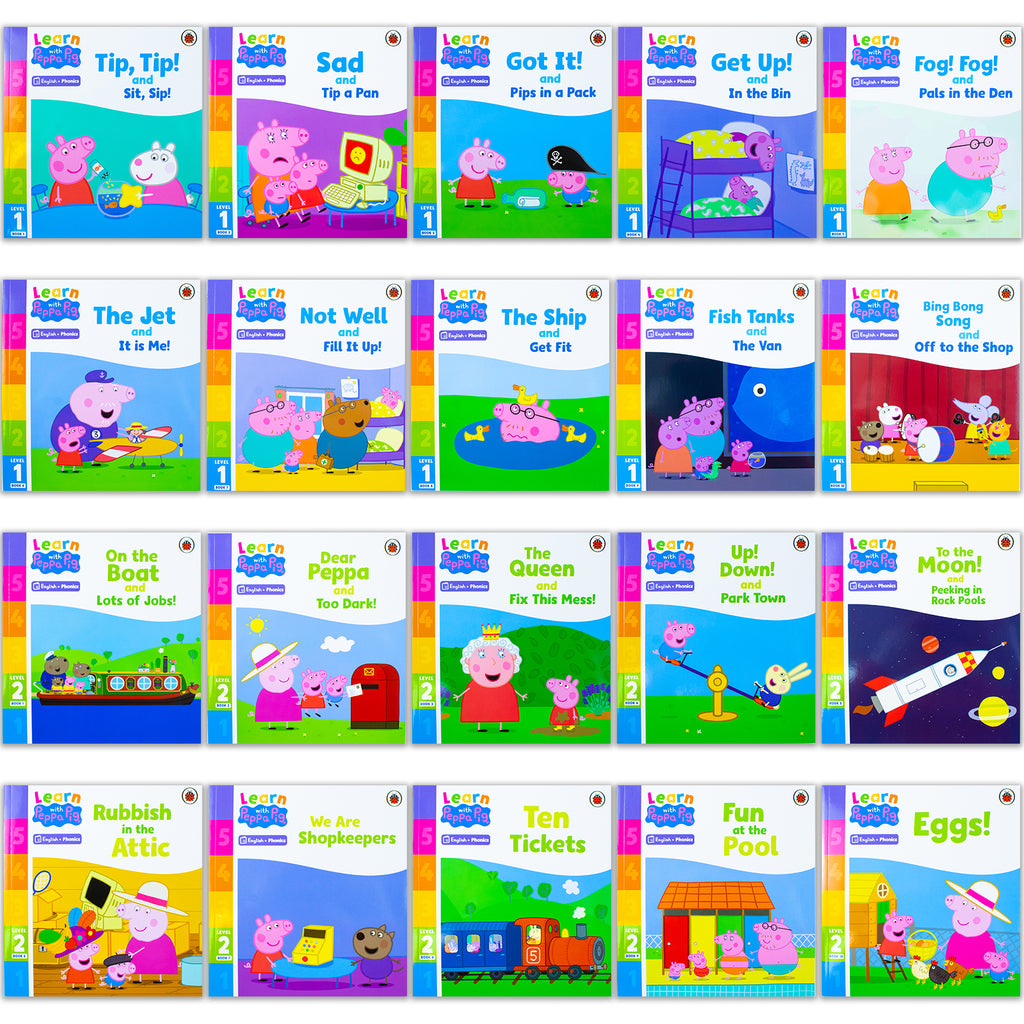 Learn with Peppa Pig English Phonics Level 1 & 2 Collection 20 Book Se ...