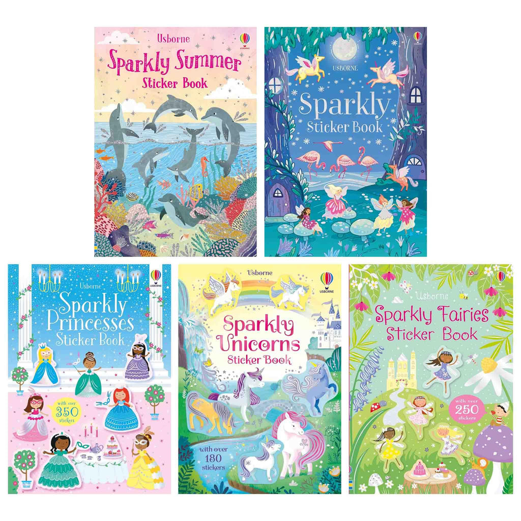 Usborne Sparkly Stickers 5 Books Collection Set (Sparkly Summer, Fa ...
