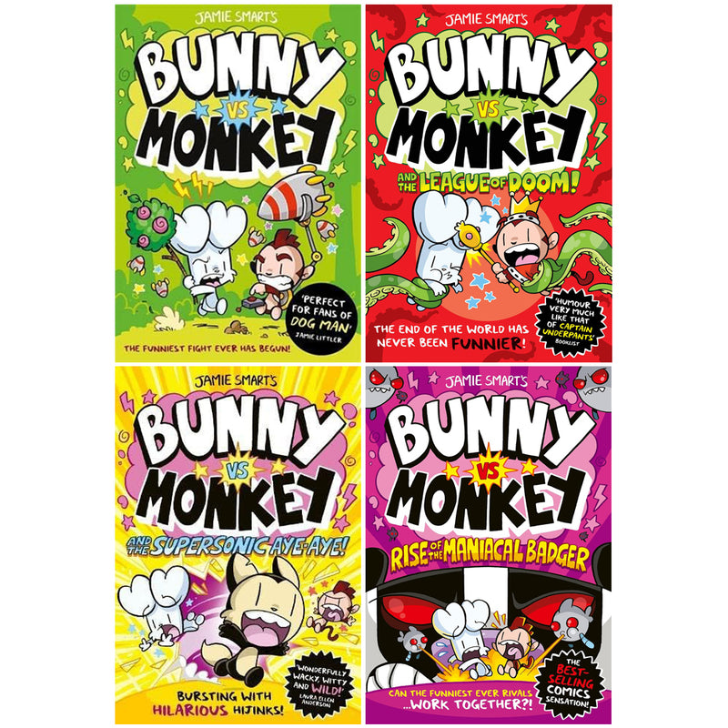 Bunny vs Monkey 4 Books Collection Set by Jamie Smart's (Bunny vs Mo ...