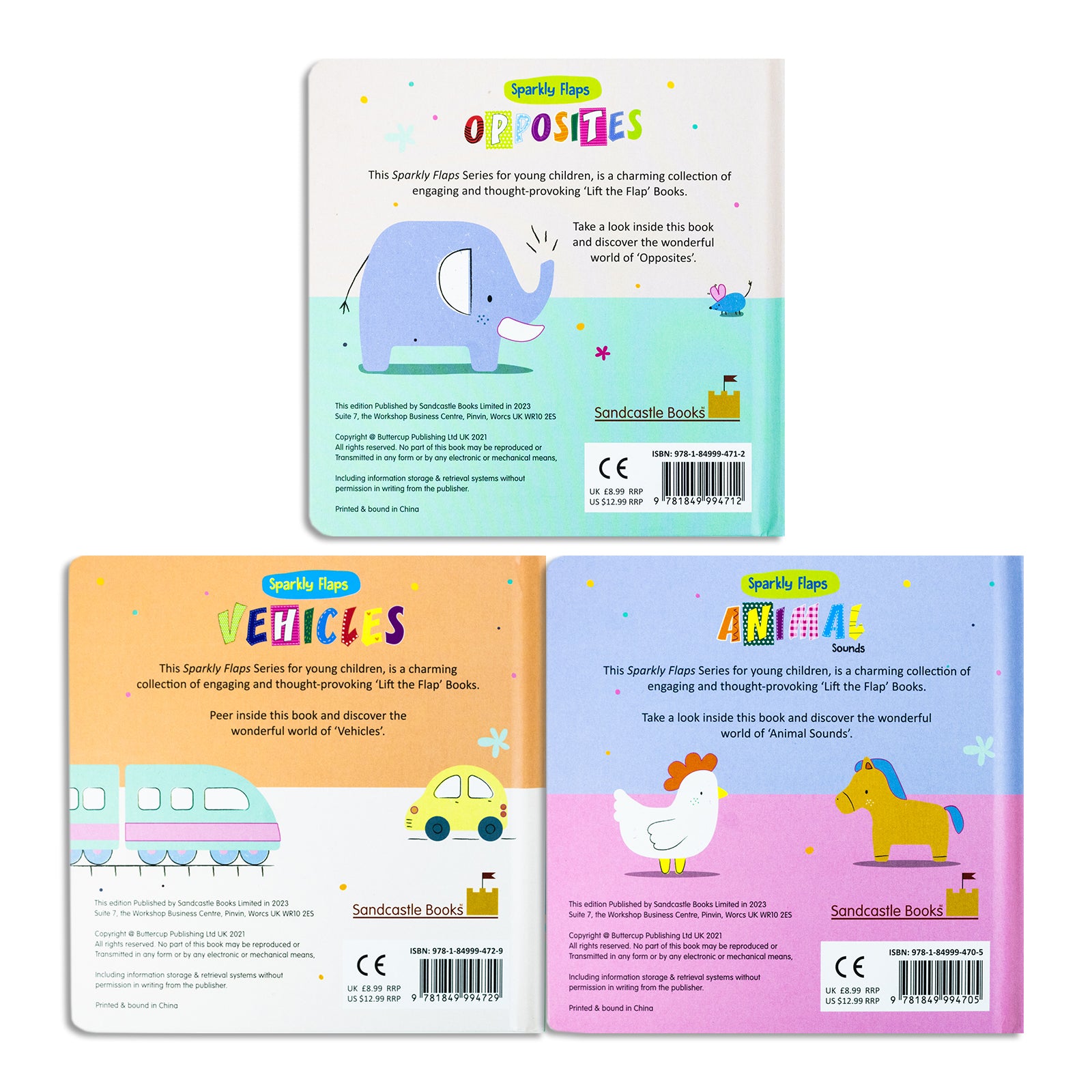 Sparkly Lift the Flaps Board book Collection 3 Book Set (Opposites, Ve ...