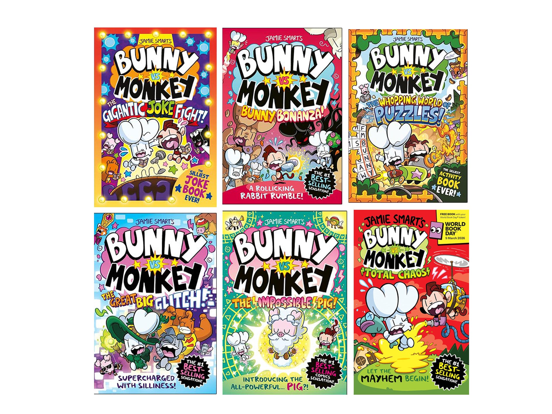 Bunny vs Monkey 6-Book Collection Set by Jamie Smart Including World B ...
