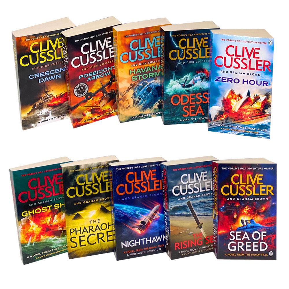 Clive Cussler 10 Book Set Collection Inc Poseidons Arrow, Crescent Daw ...