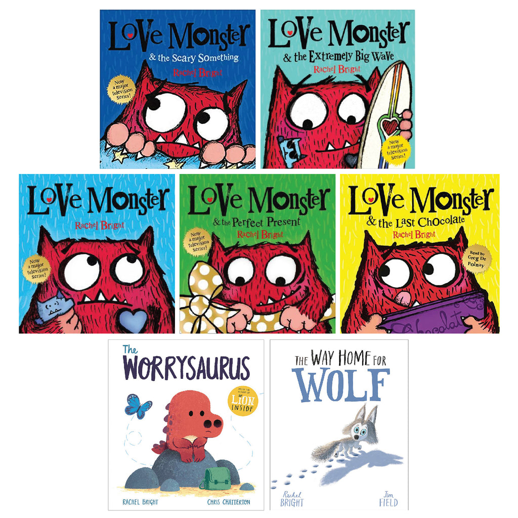 Rachel Bright Collection 7 Book Set( Love Monster Series, Worrysaurus ...