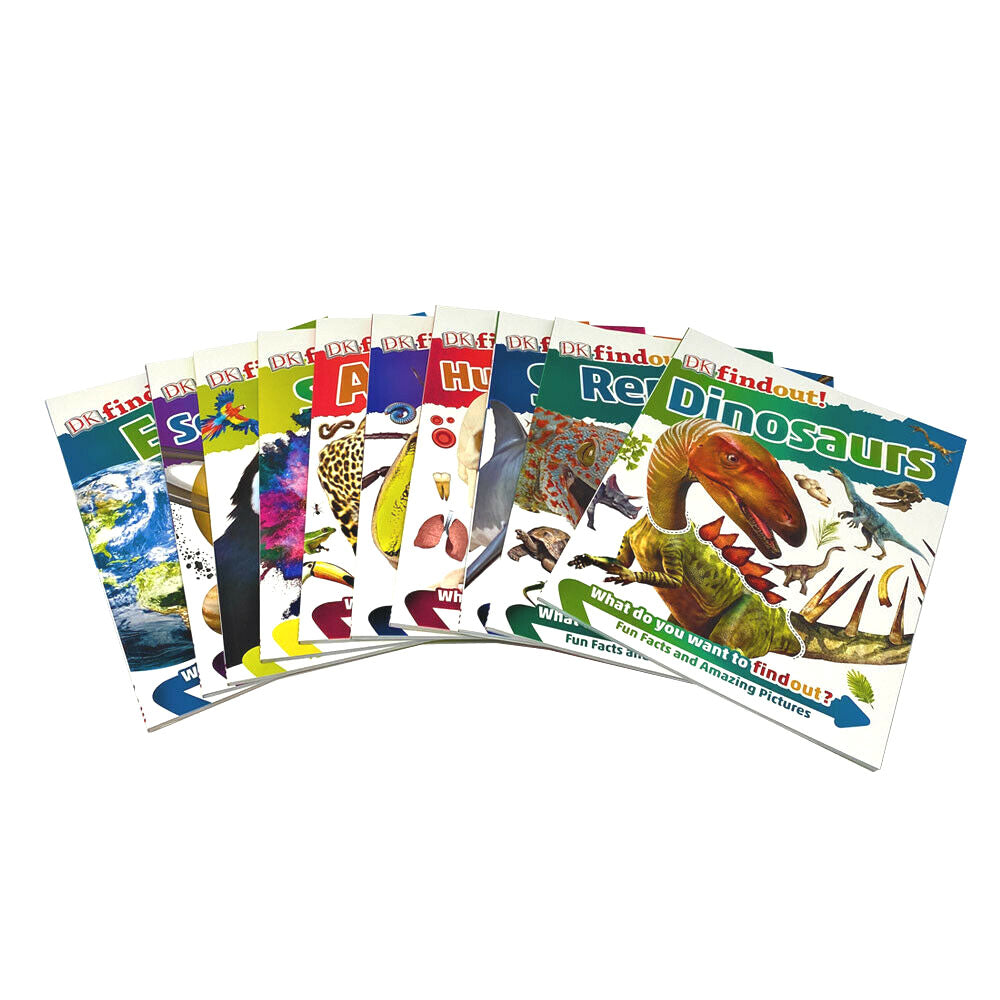 DK Find out Collection 10 Book Set Childrens Pack Dinosaurs, Bugs, Sha ...
