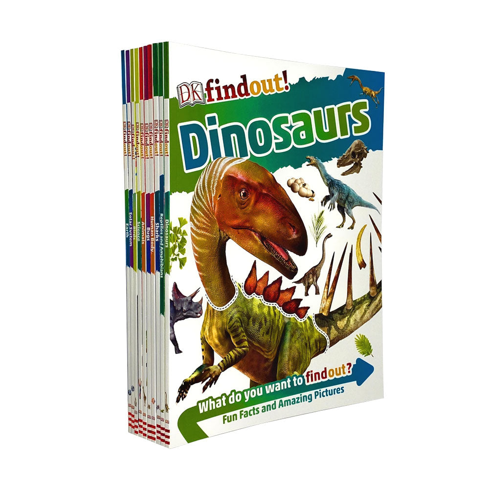 DK Find out Collection 10 Book Set Childrens Pack Dinosaurs, Bugs, Sha ...