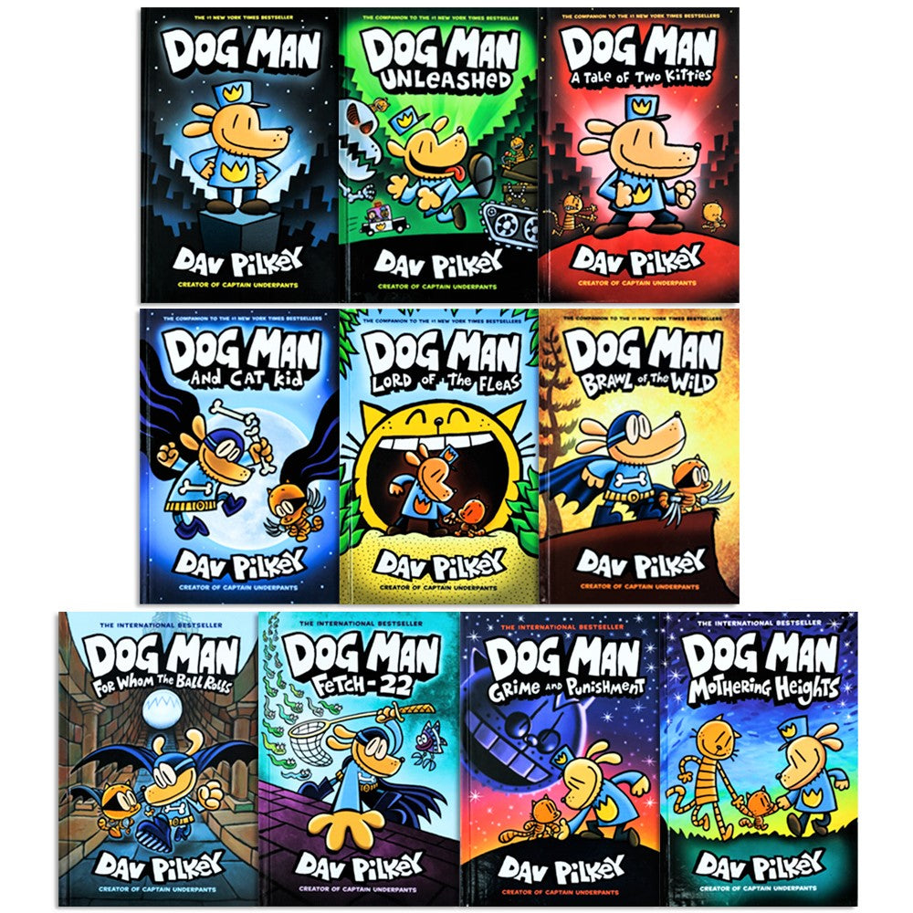 Adventures of Dog Man 10 Book Set Collection by Dav Pilkey Hardback ...
