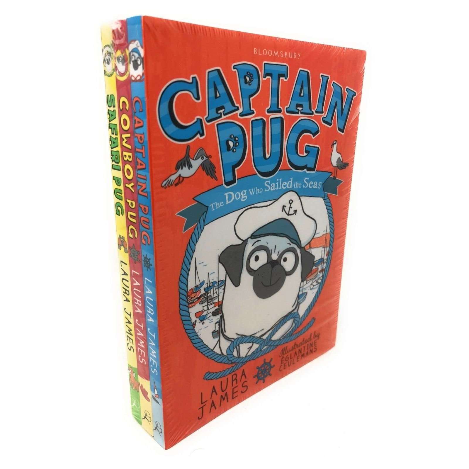 Laura James 3 Books Set Collection Captain Pug, Cowboy Pug, Safari Pug ...